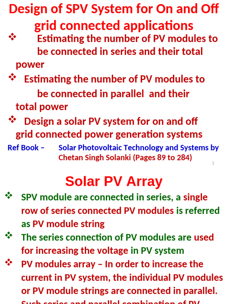 REE 201 Practical On Design of SPV System For Small Sclae Application ...