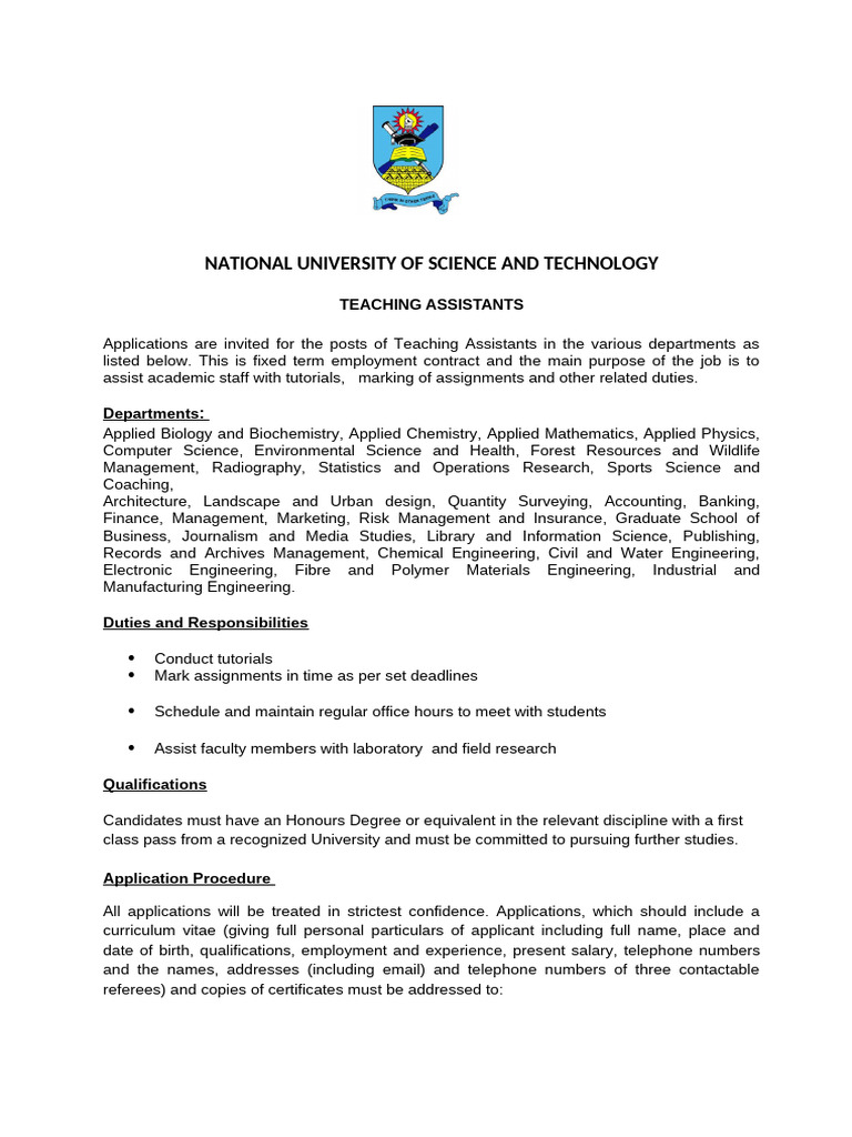 Advert - Teaching Assistants | PDF