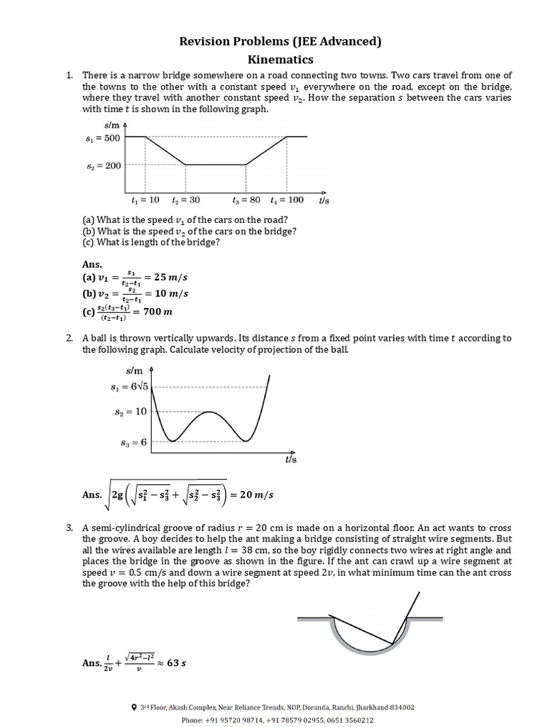 Revision Problems (Kinematics & Newtons's Laws of Motion) | PDF ...