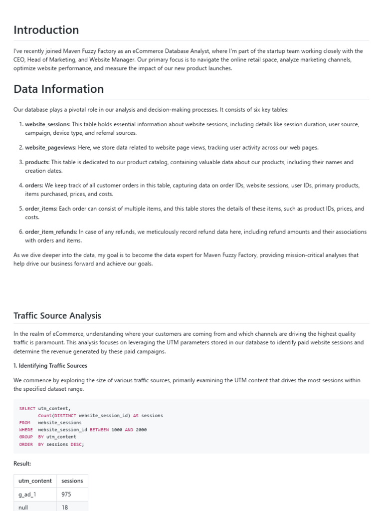 eCommerce Database Analysis | PDF | Databases | Websites