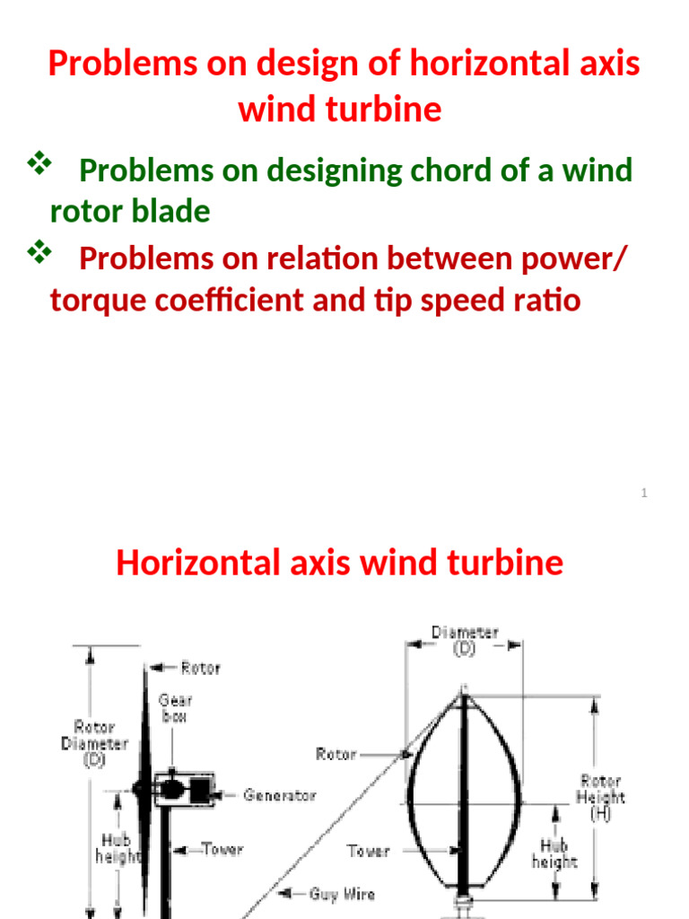 REE 201 Practical Problems On Design of Horizontal Axis Wind Turbine ...