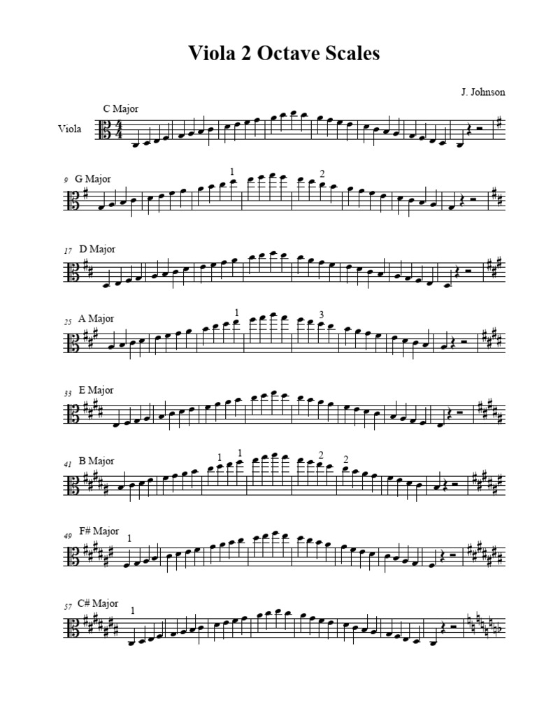 Viola 2 Octave Scales Guide | PDF | Musical Instruments | Music Technology