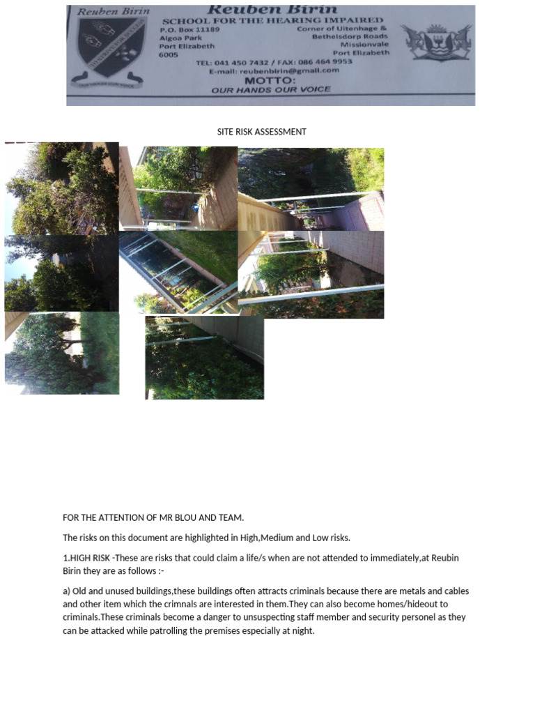 SITE RISK ASSESSMENT | PDF