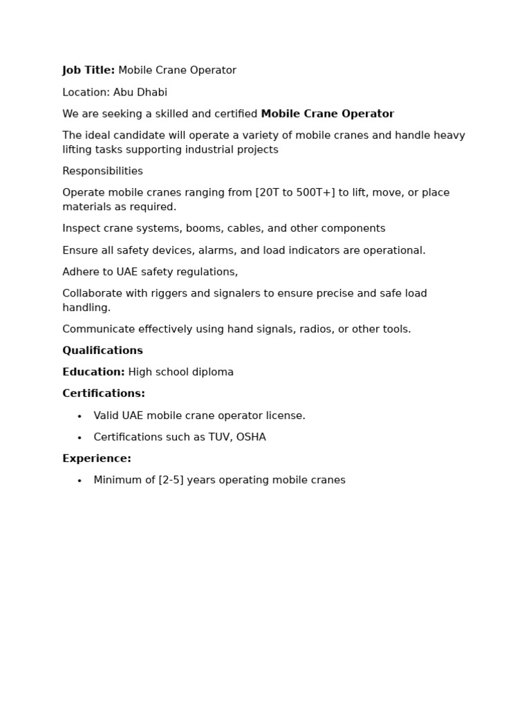 Crane Operator | PDF