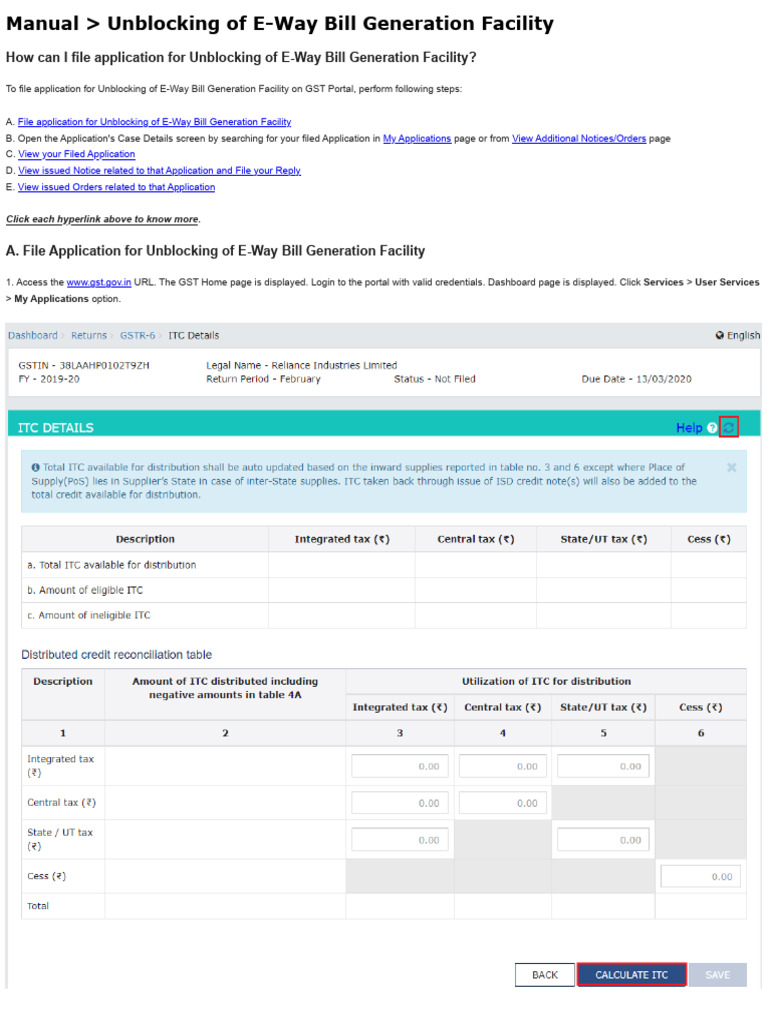 UNBLOCKING OF E-WAY BILL GENERATION | PDF | Hyperlink | Computing