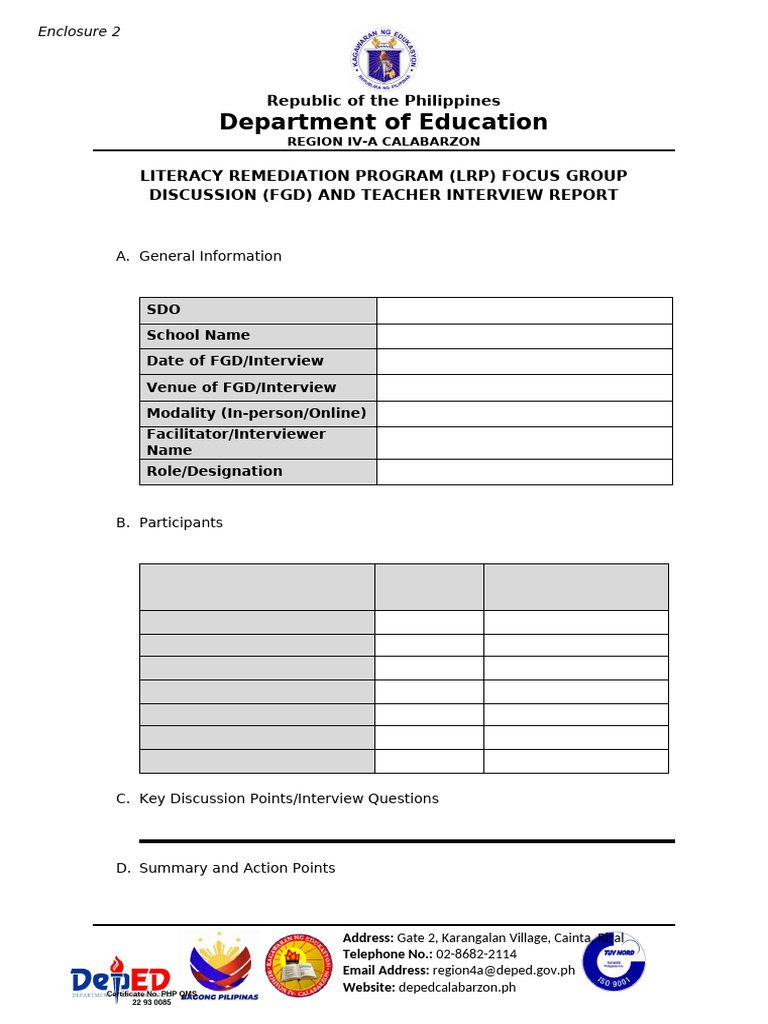 LRP Focus Group Discussion Report | PDF