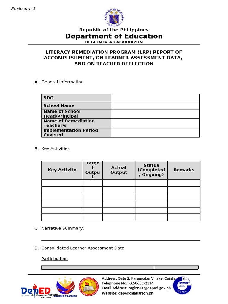 02 LRP Accomplishment X Data X Reflection | PDF | Learning Methods | Behavior Modification