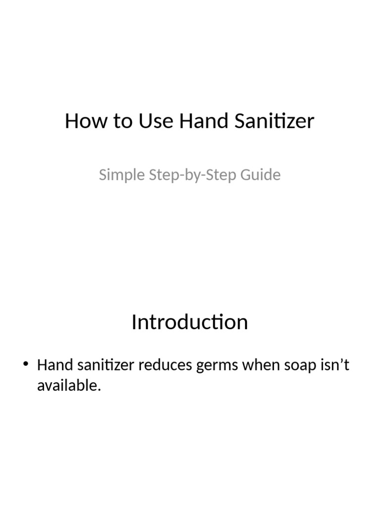 How To Use Hand Sanitizer | PDF