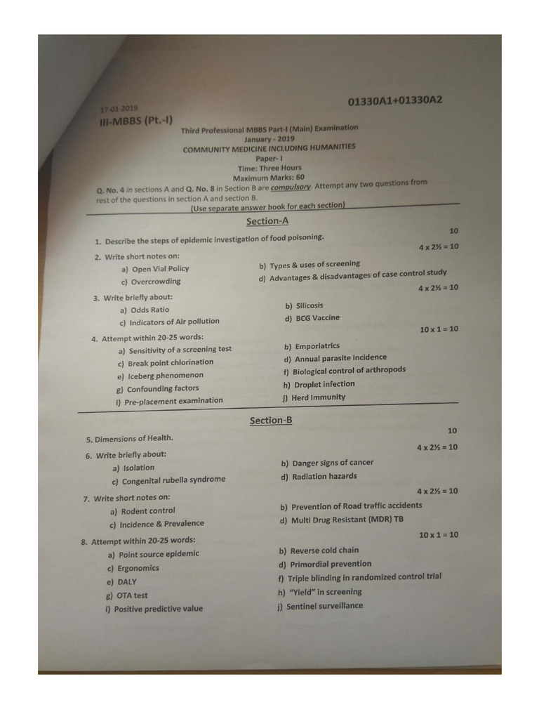 PSM UC Papers, 3rd Year MBBS, RUHS #SHIVISHA | PDF