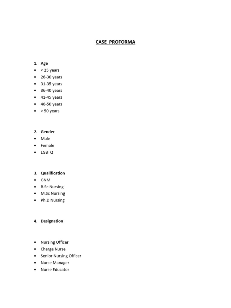 Case Proforma | PDF