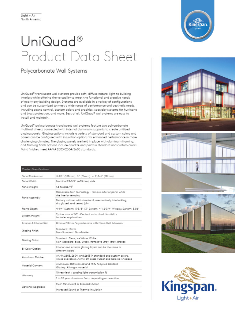 Kingspan Uniquad MKT Pds 0010 en Us | PDF | Building Engineering | Materials