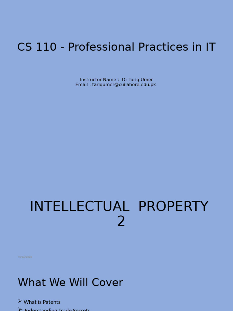 W13-Intelectual Property 2 | PDF | Patent | Trade Secret