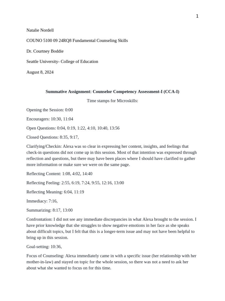 Summative Assignment Counselor | PDF