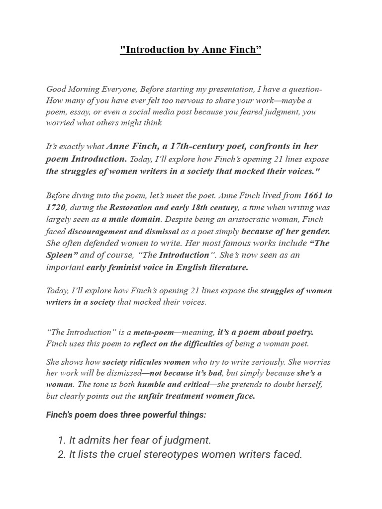 Introduction by Anne Finch" | PDF | Poetry