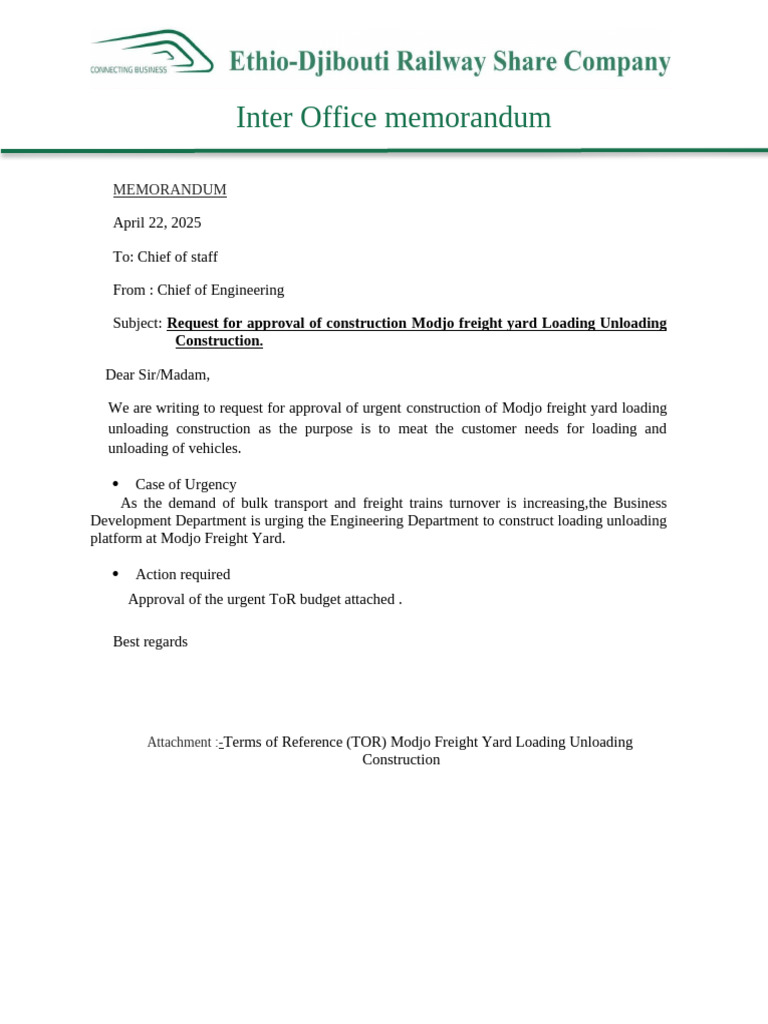 Letter To Chief of Staff | PDF