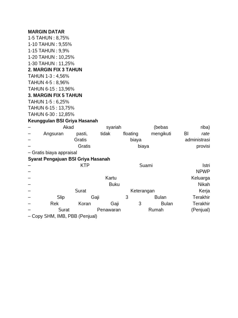 PRICE LIST KPR MANDIRI | PDF