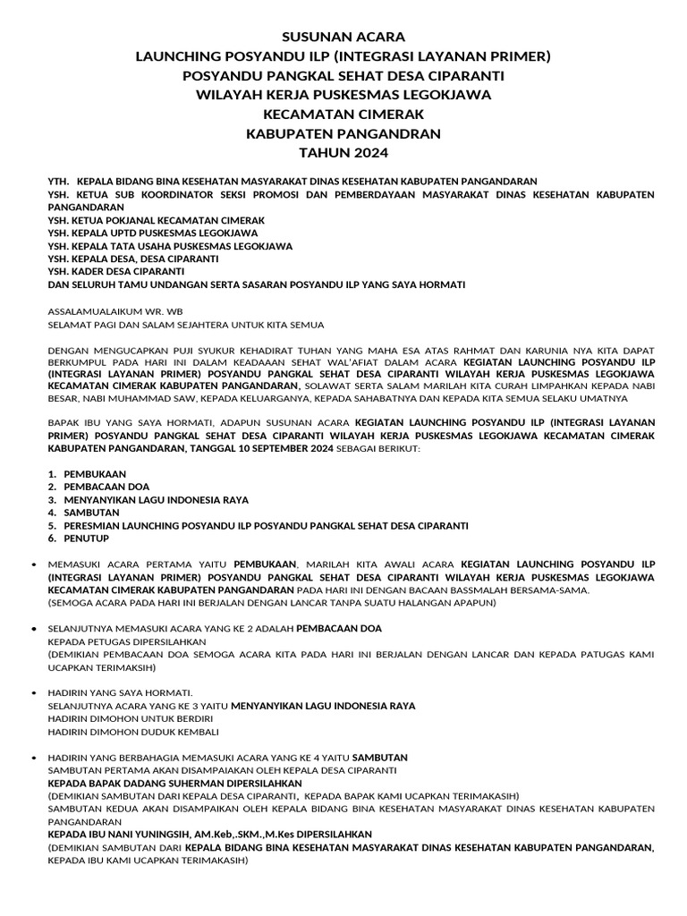 Susunan Acara Ilp | PDF