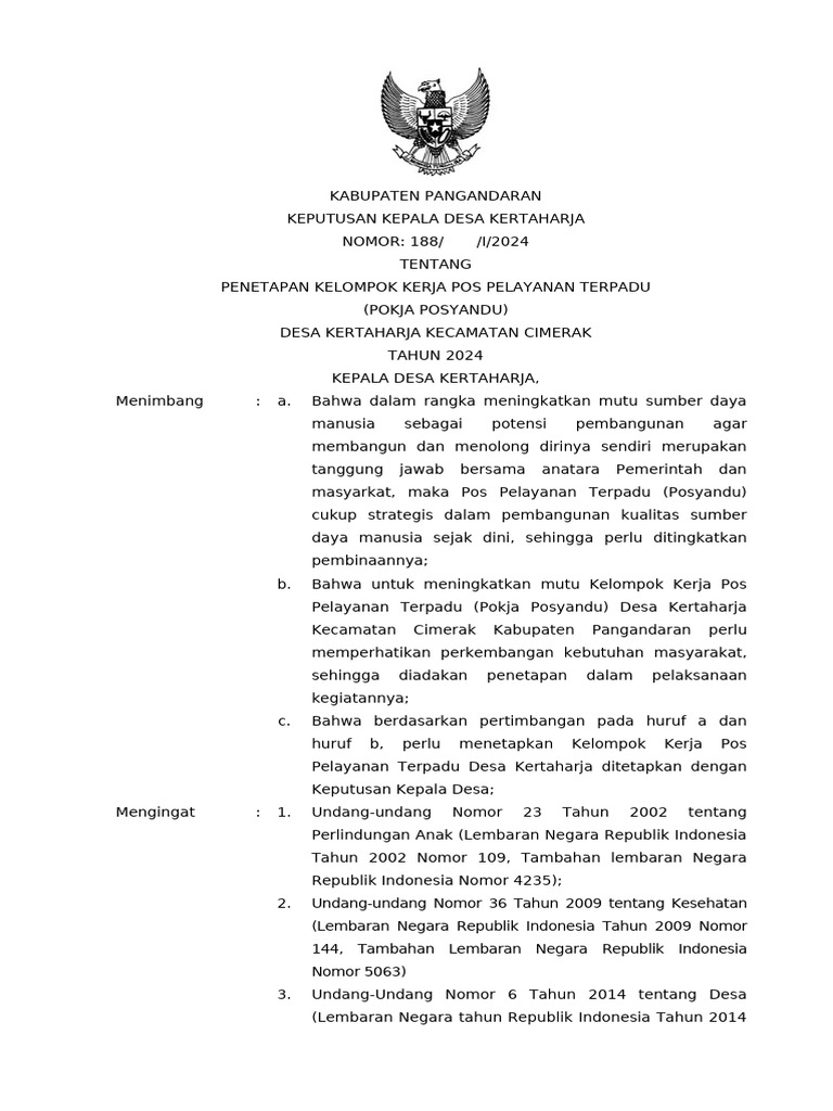 SK Pokja Posyandu 2024 | PDF