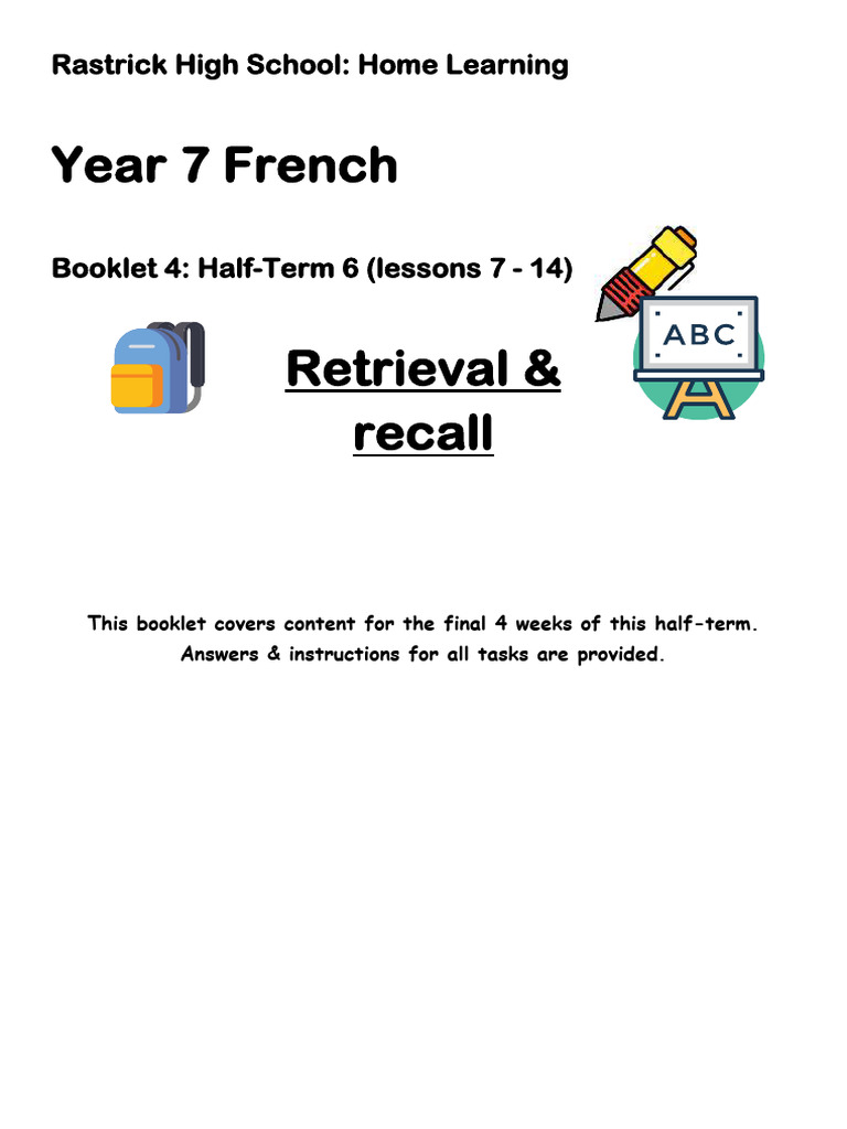 Year 7 French Home Learning Guide | PDF | English Language | Linguistics