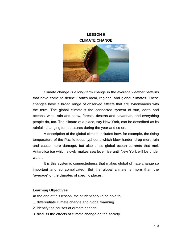 LESSON 6 Module 3 - STS | PDF | Climate Change | Climate