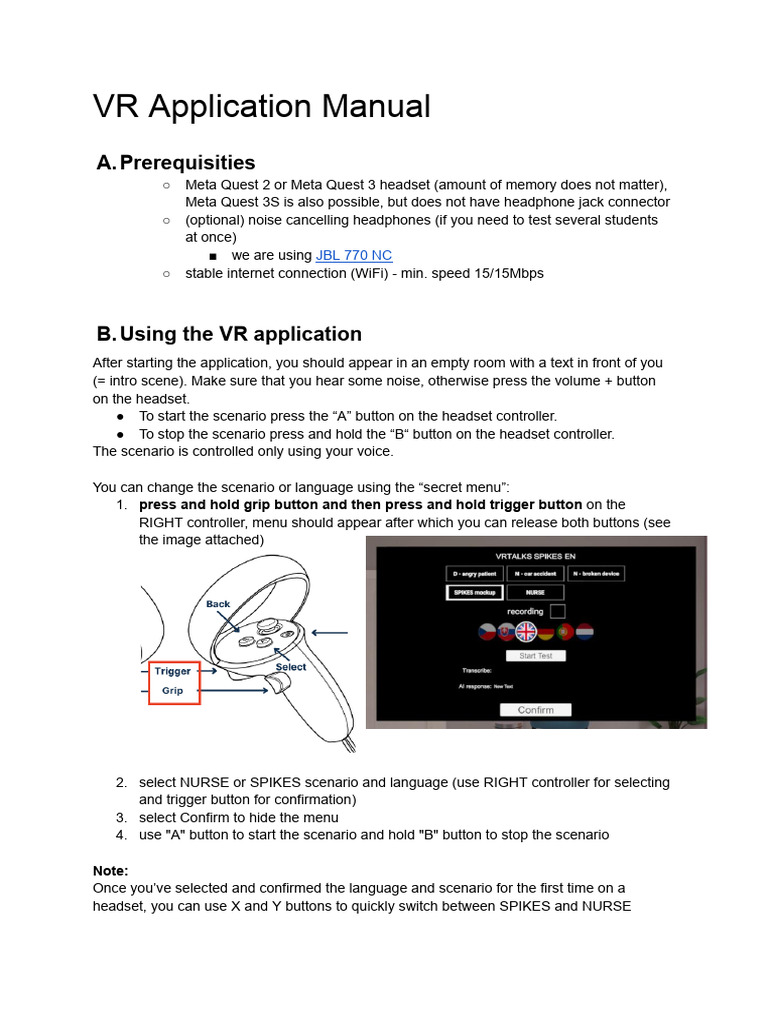 VR Application Manual | PDF | Virtual Reality | Computing