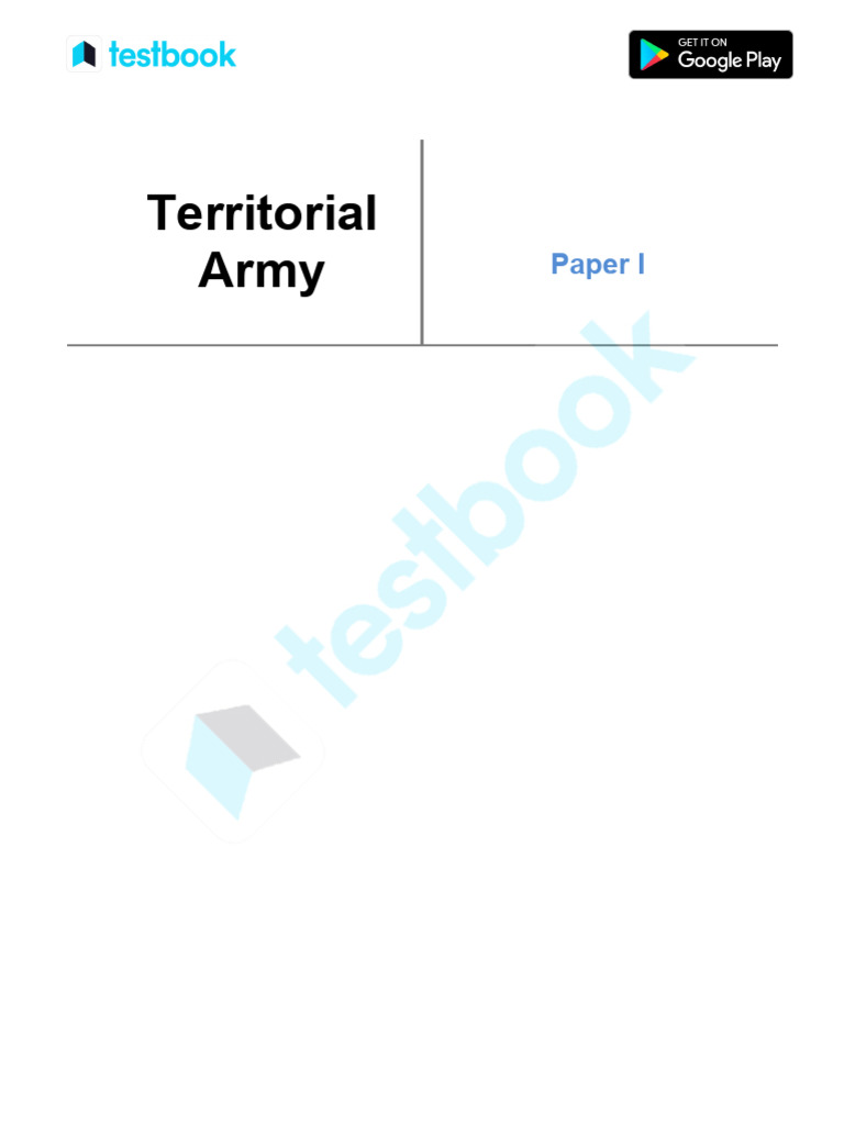 Territorial Army Paper I Official Practice Test Paper - 5 (English ...