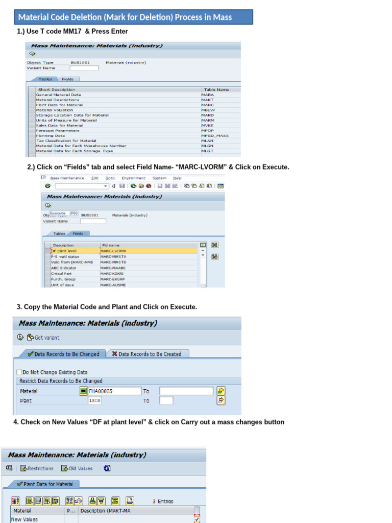 MM17 Mass Material Deletion Guide | PDF