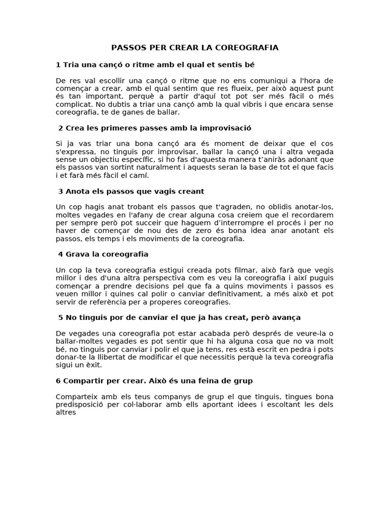 Crear Coreografia | PDF