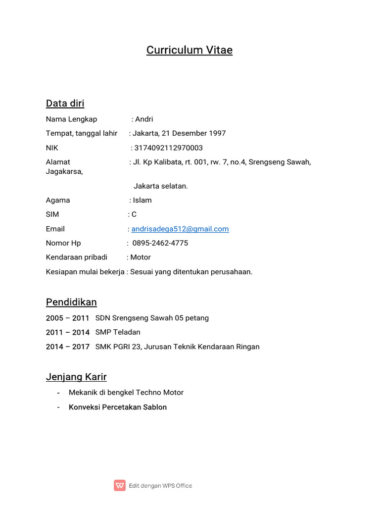 Bagi CV Andri | PDF