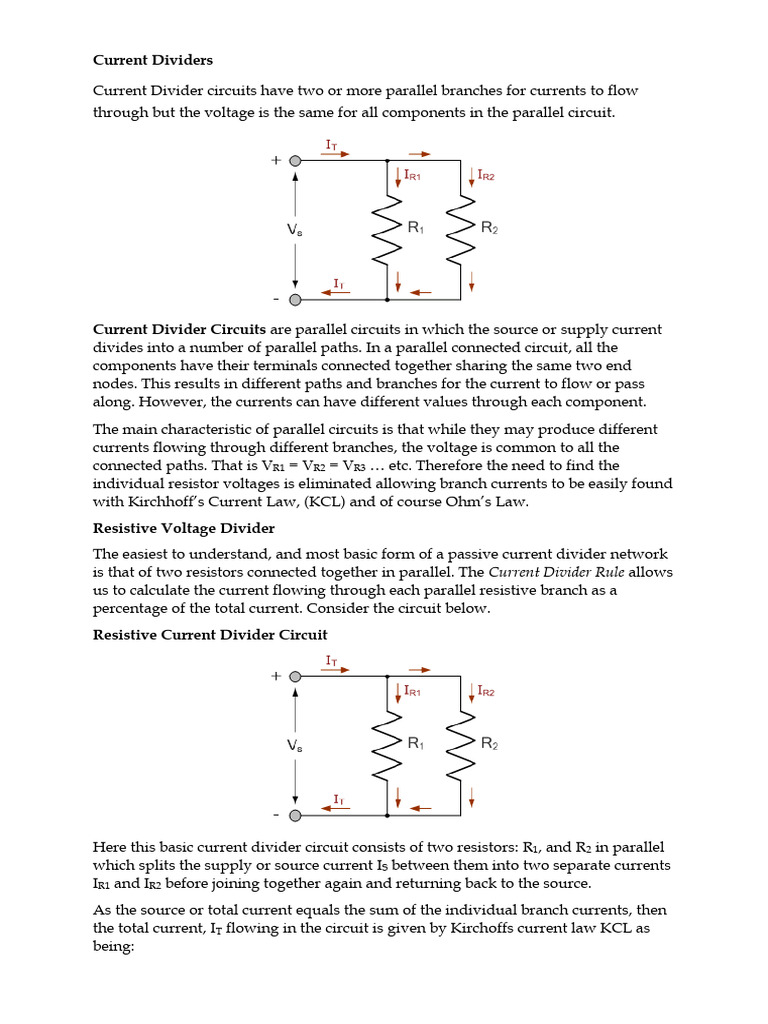 Current and Voltage Dividers | PDF | Series And Parallel Circuits | Resistor