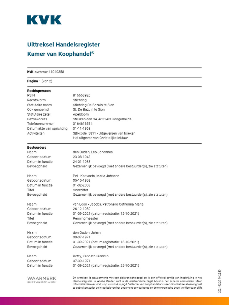 KVK Uittreksel | PDF
