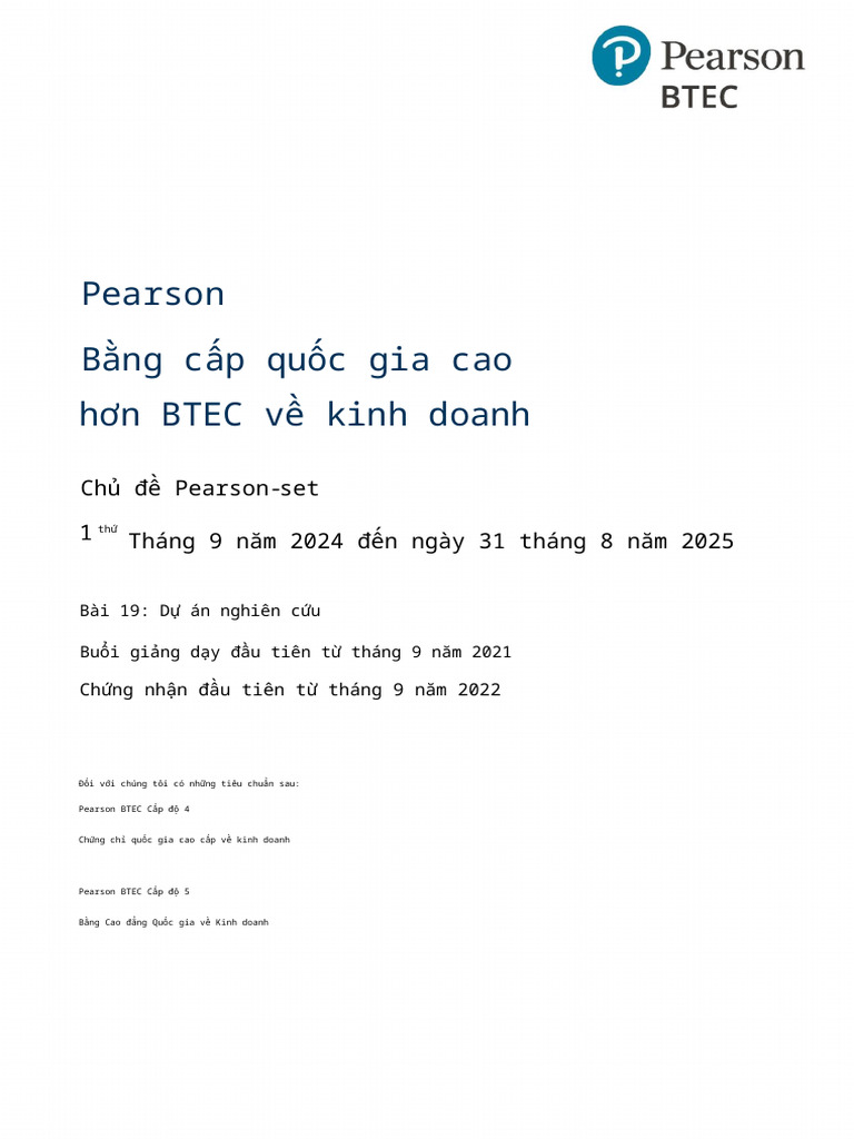 Btec-Hn-Bus-L5-Pearson-Set-Release-2024 - 25 | PDF