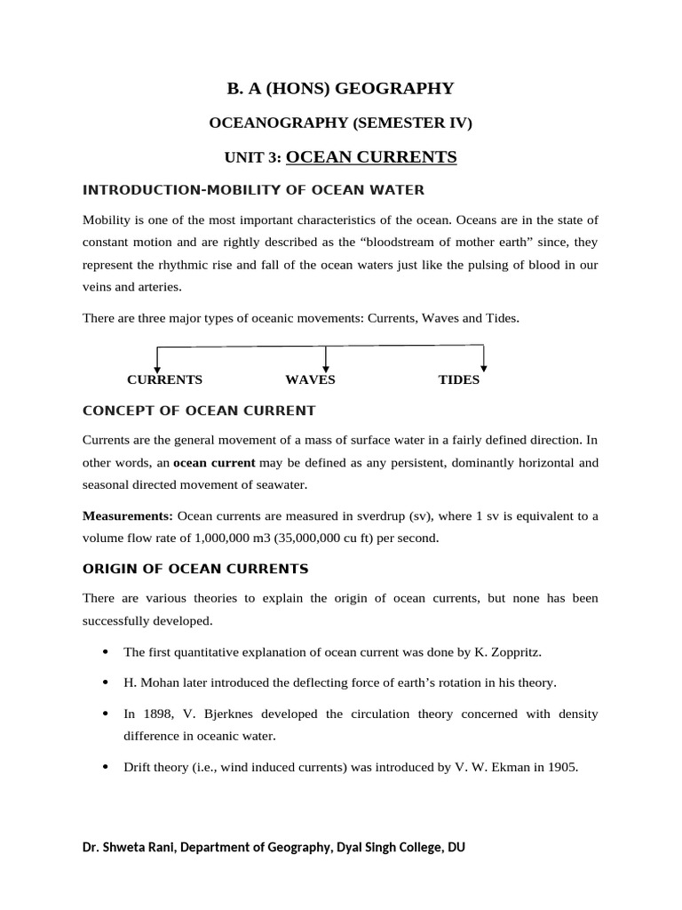 Unit 3-Ocean Currents | PDF | Oceans | Atlantic Ocean
