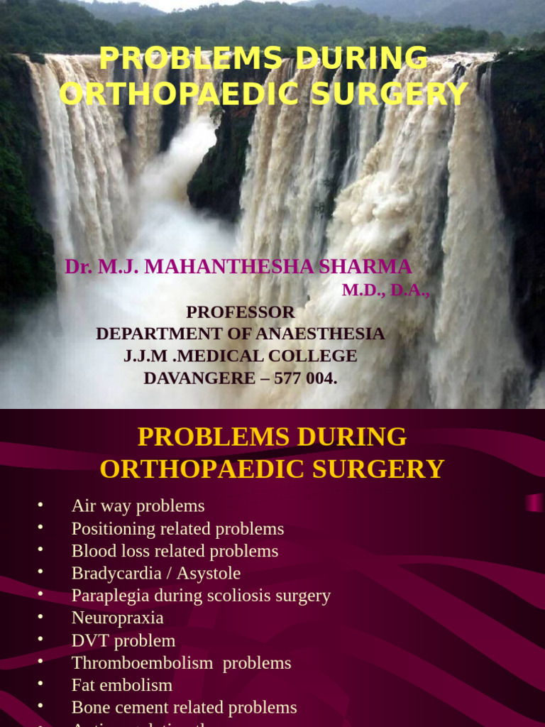 Perioperative Problems and Management in Orthopaedic Surgery | PDF ...