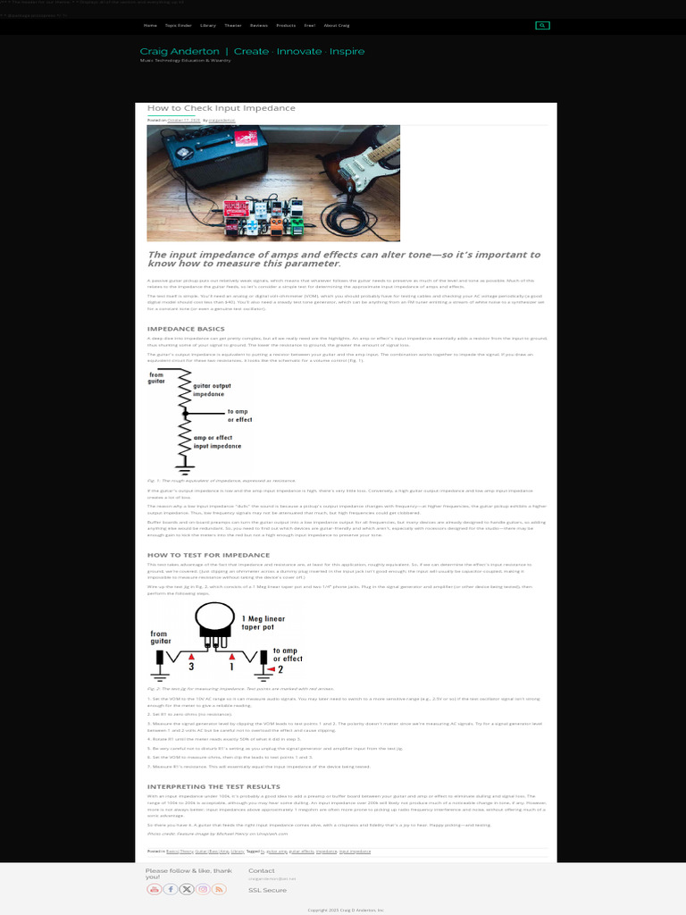 How To Check Input Impedance - Craig Anderton - Create Innovate Inspire | PDF | Amplifier ...