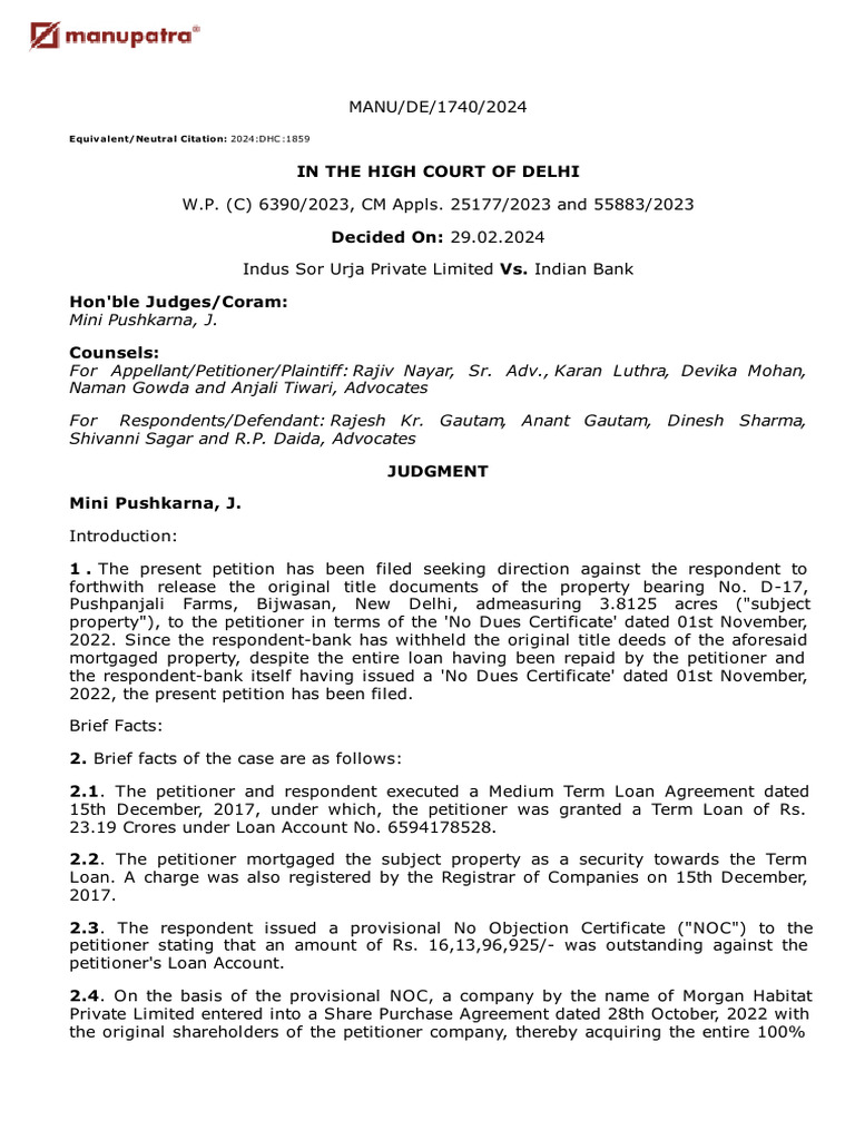 Indus Sor Urja Private Limited Vs Indian Bank ...