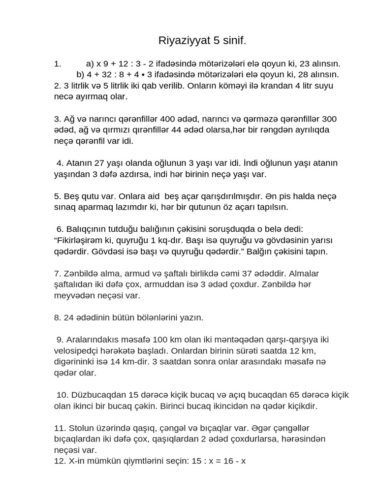 Taleh Riyaziyyat | PDF