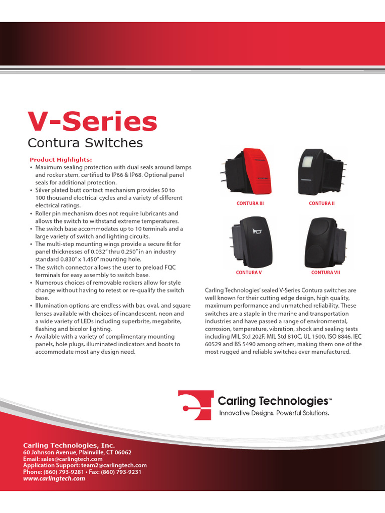 V-Series Spec Sheet Full RSP | PDF | Electrical Connector | Switch