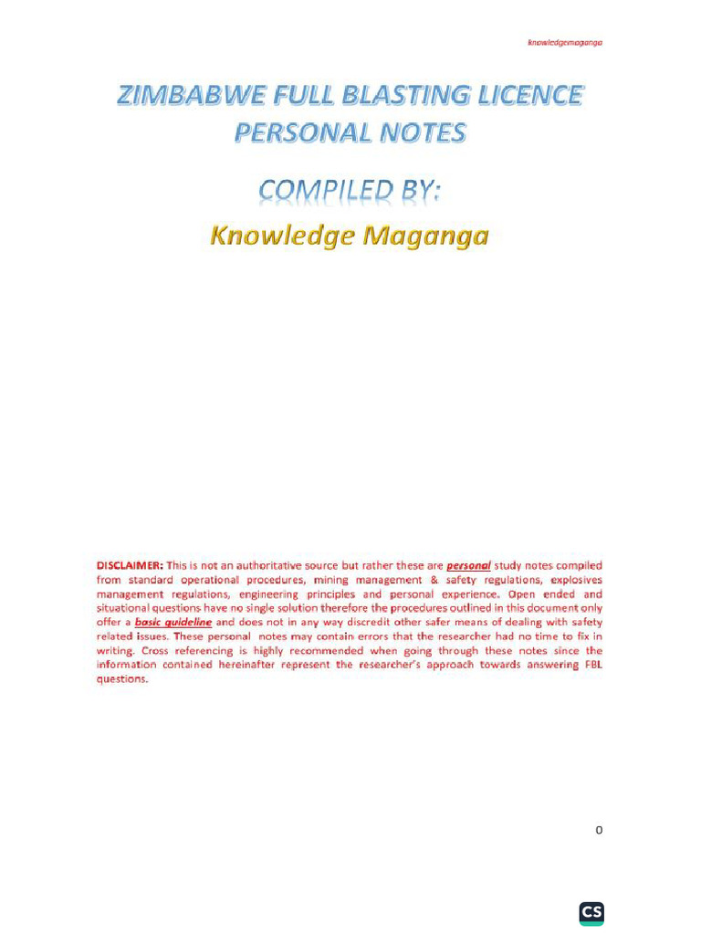 Kmaganga FBL Personal Notes | PDF