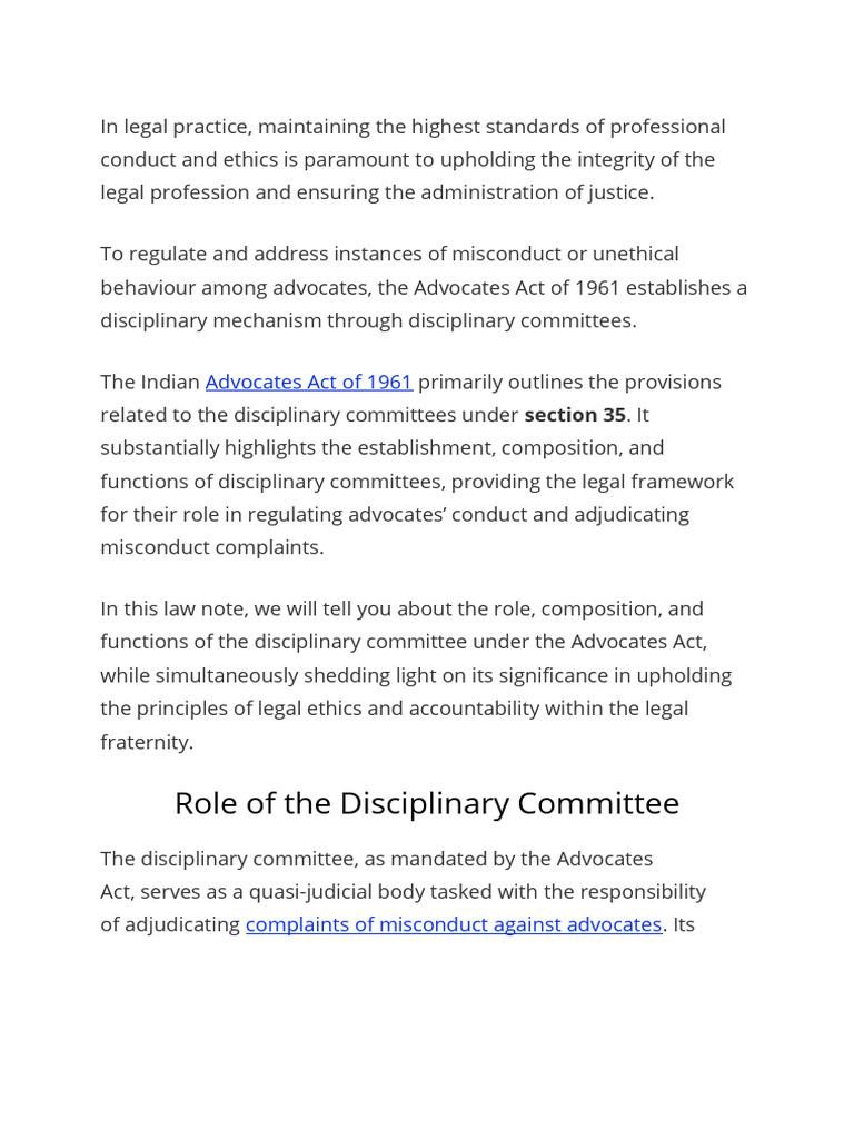 Disciplinarian Committee | PDF | Advocate | Lawyer