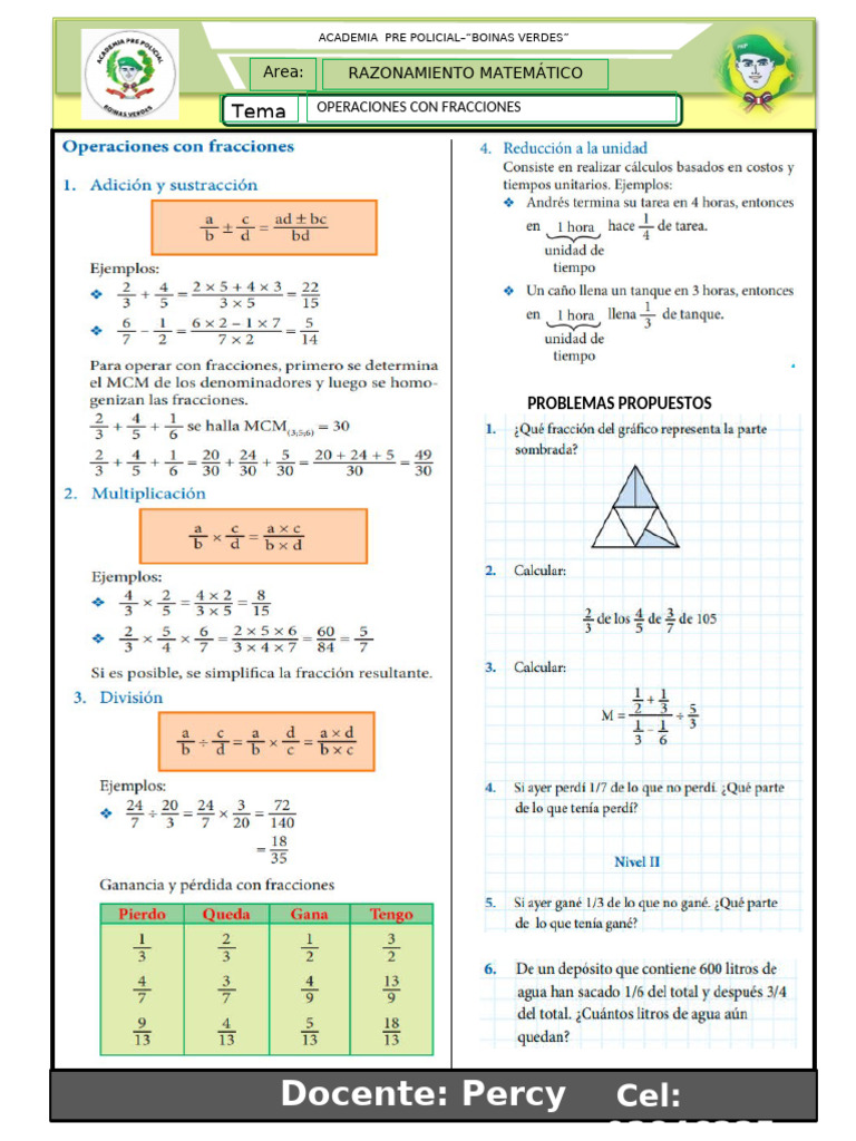 Aritmetica Operaciones Con Fracciones 01 | PDF