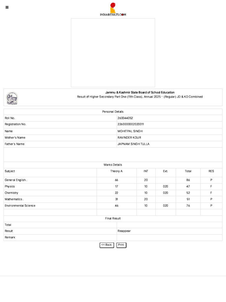 Result of Higher Secondary Part One (11th Class), Annual 2025 ...