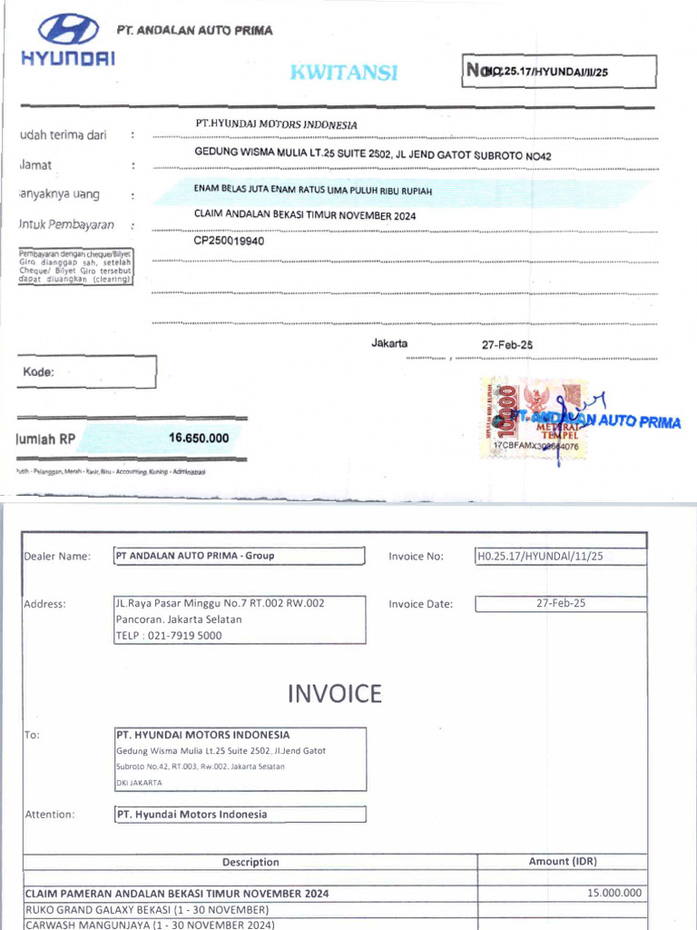 Revisi Invoice+Kw Hyn Bektim Nov 24 Cp250019940 | PDF