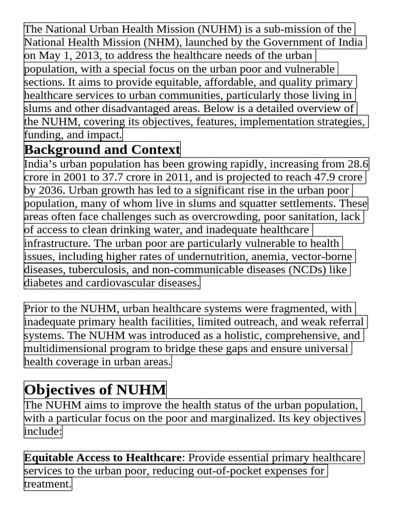 National Urban Health Mission Overview | PDF | Slum | Health Care