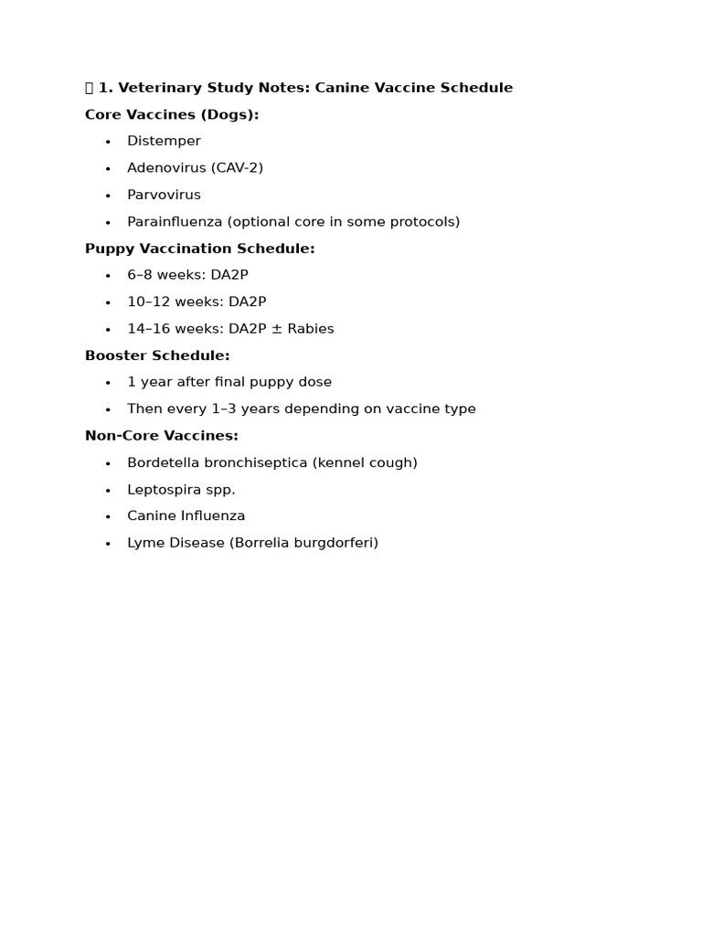 Canine Vaccine Schedule | PDF