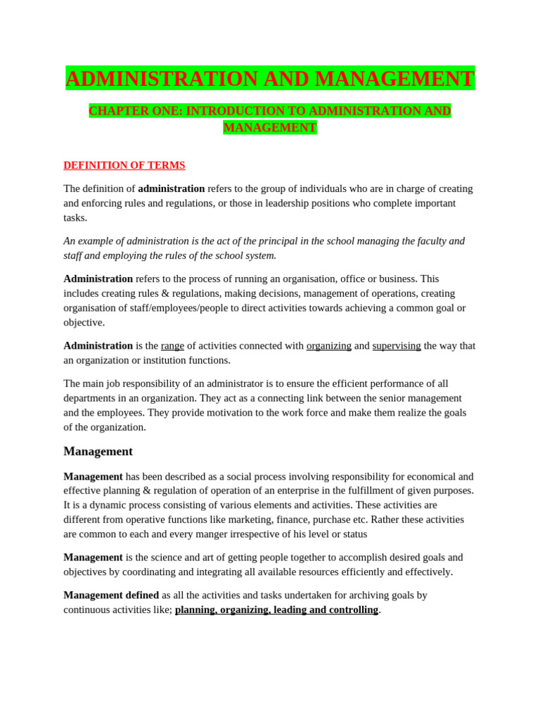 Administration and Management | PDF | Human Resource Management ...