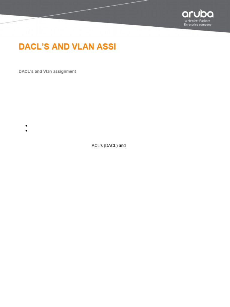 ArubaOS-Switch DACLs Dynamic Vlan Assignment-with-IsE v2019-01 | PDF ...