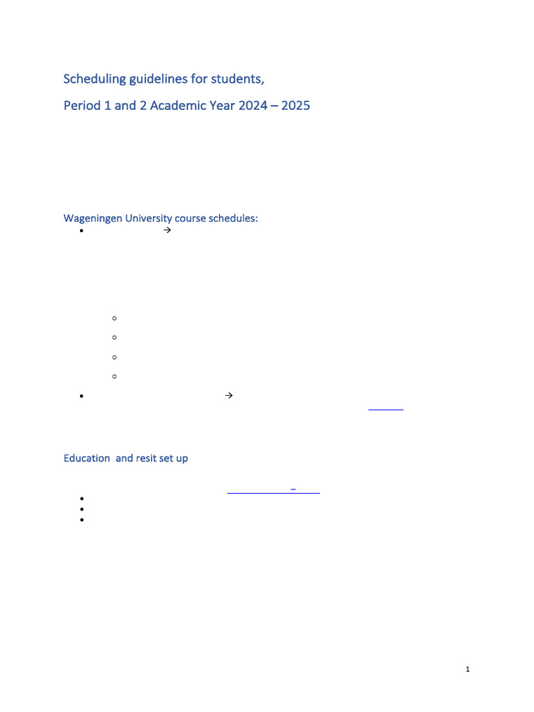 Scheduling Guidelines For Students For Period 1 and 2 2024-2025 | PDF ...