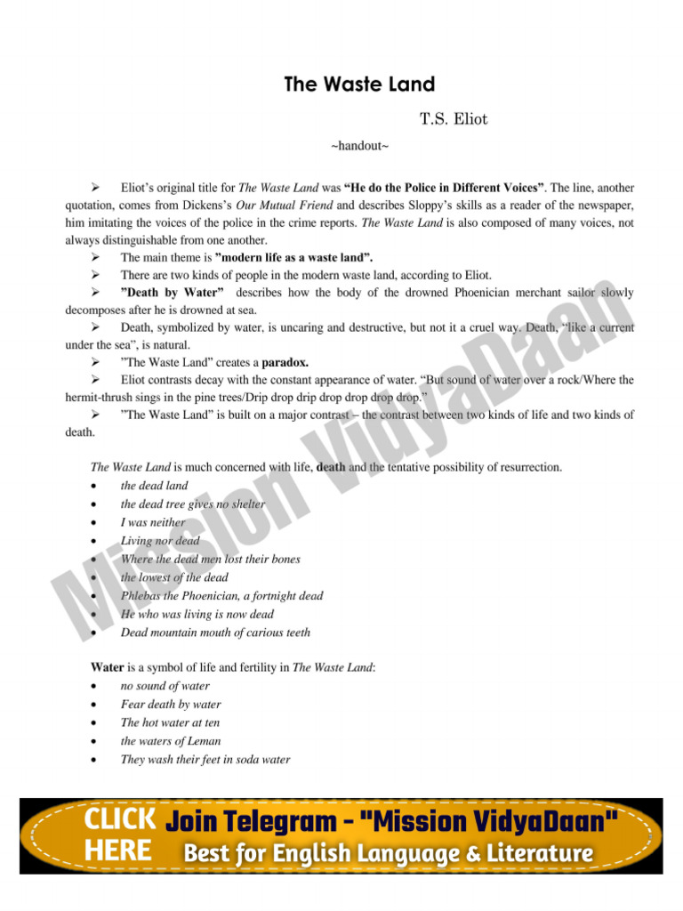 The Waste Land Handout | PDF