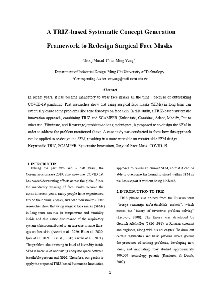 A TRIZ Based Systematic Concept Generation Framework To Redesign ...